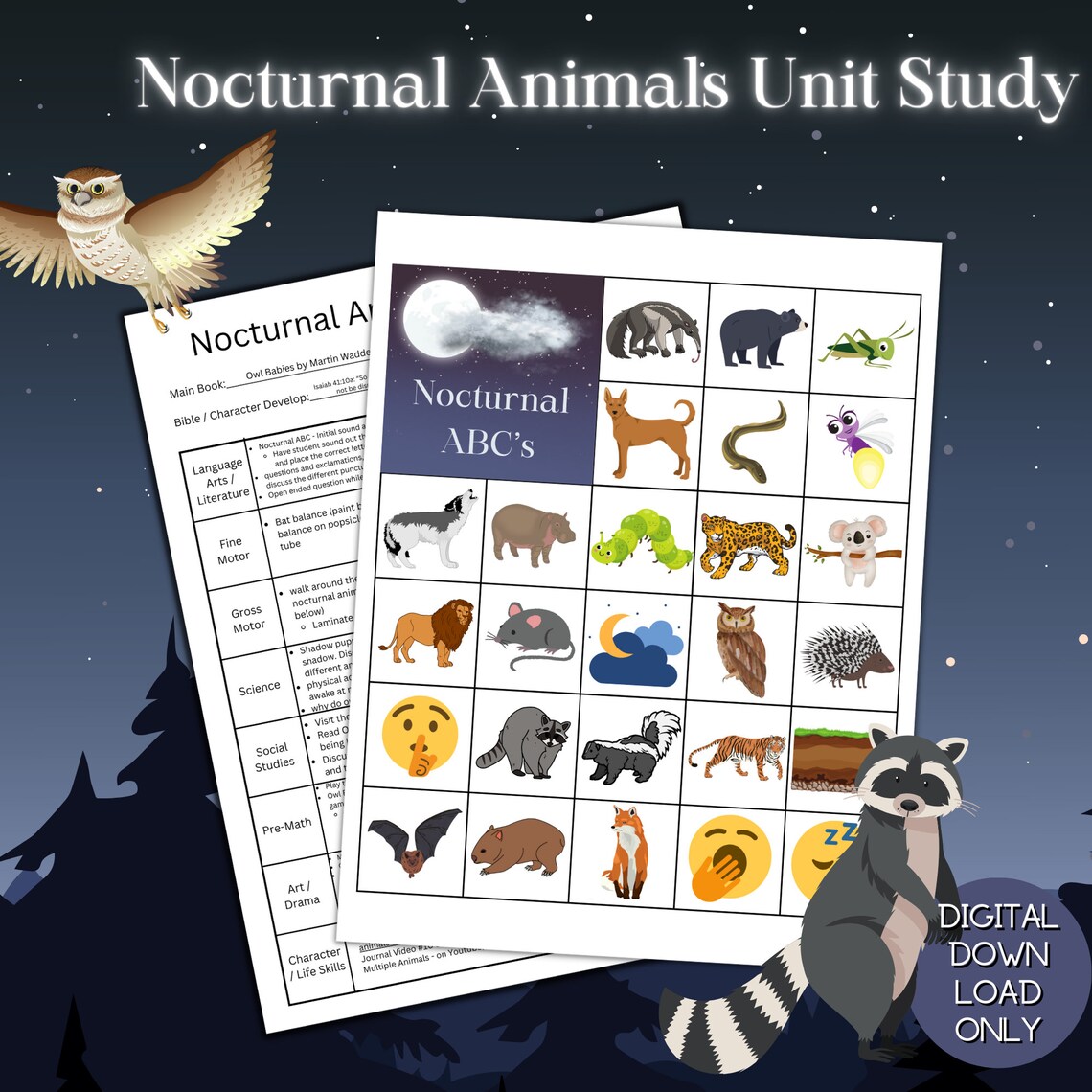 Nocturnal Animal Unit Study | Preschool | Forest Animals | Homeschool ...