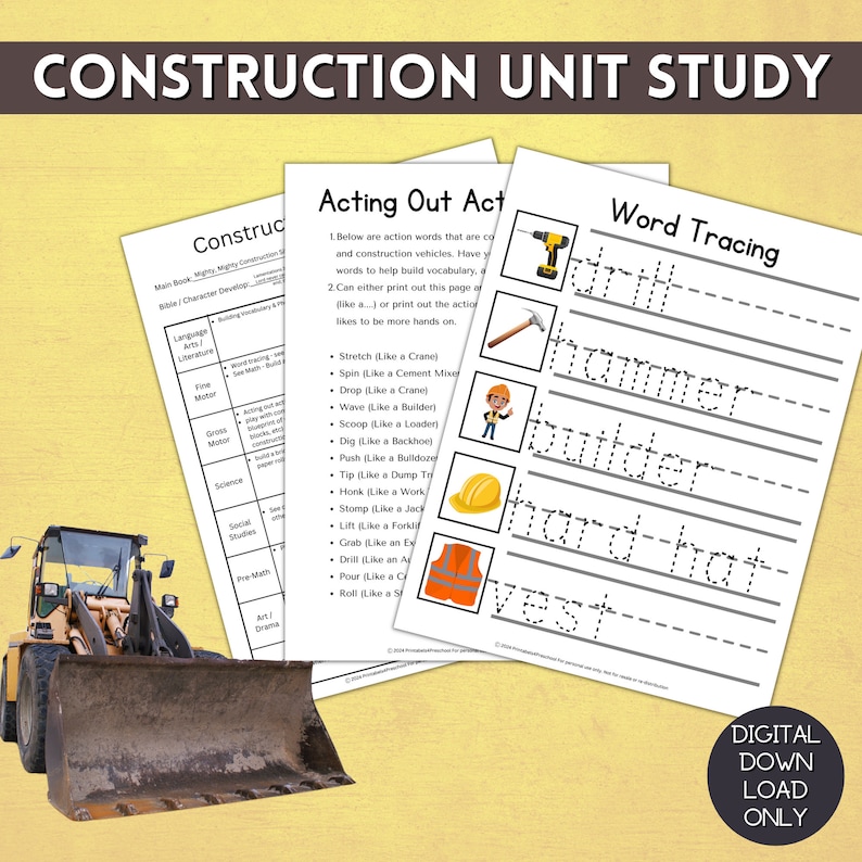 Construction Unit Study | Preschool | Construction Vehicle | Homeschool ...