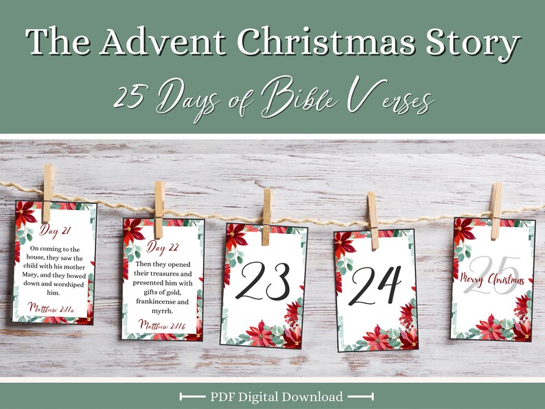 Christmas Story Advent Calendar Cards: 25 Days of Bible Scripture (NIV ...