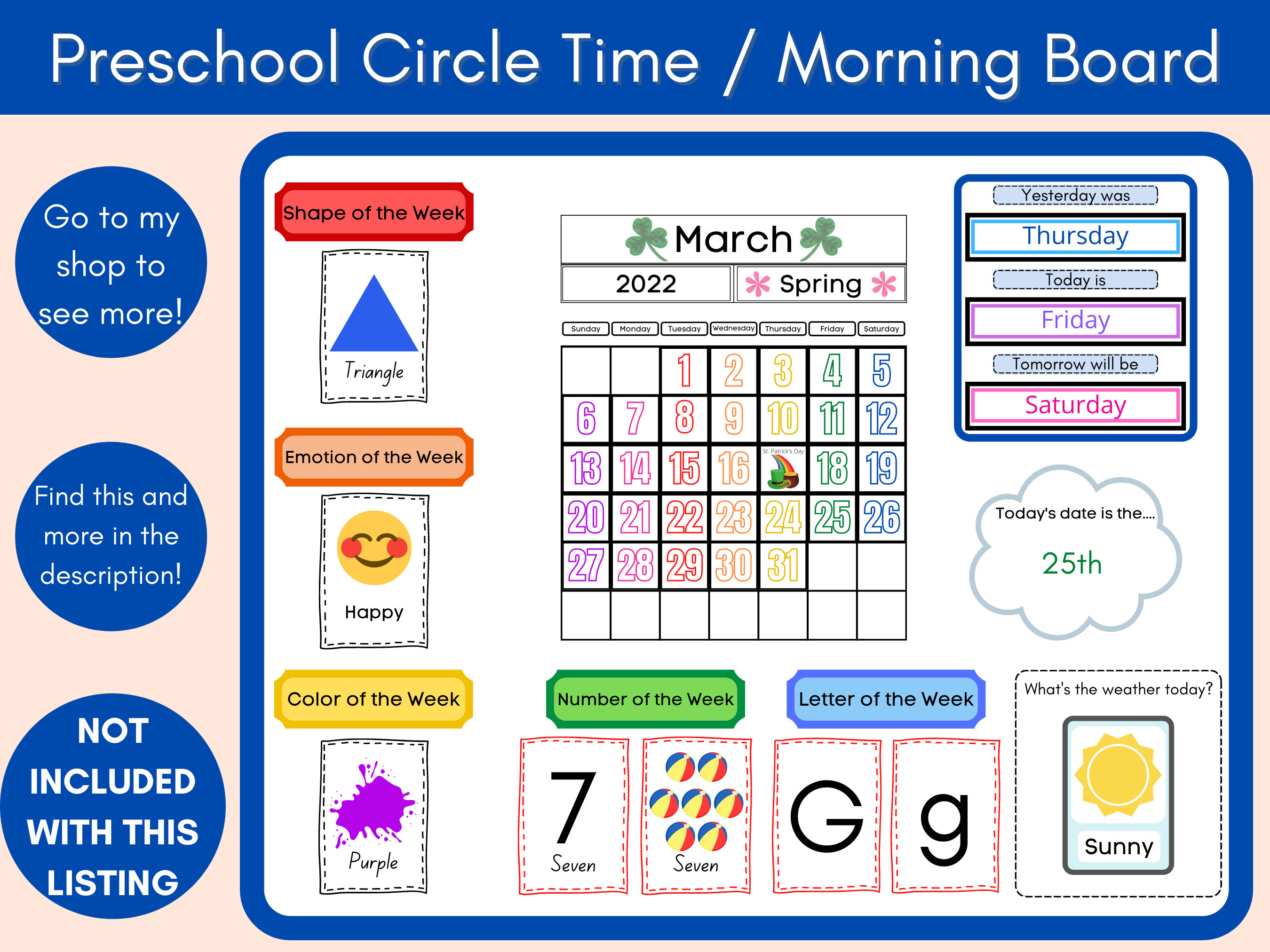 Simplistic Preschool Morning Board Circle Time Daily Calendar For