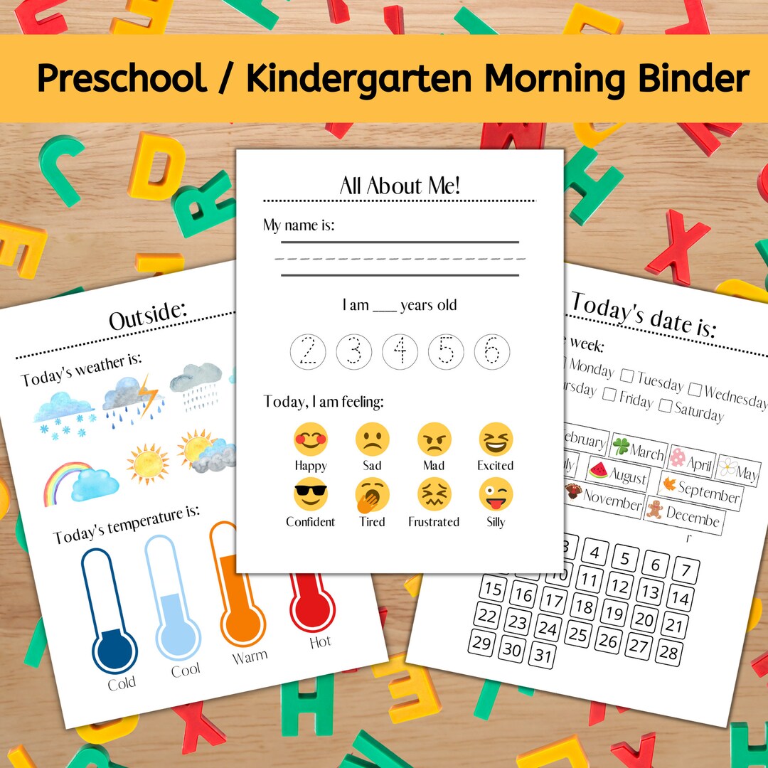Kindergarten Morning Binder Pages | Circle Time | Morning Board ...