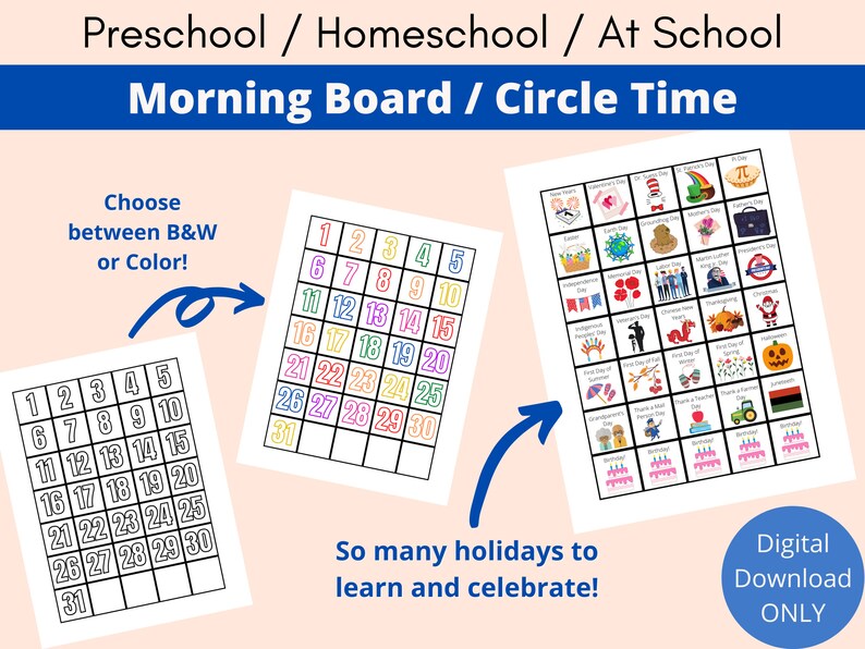 Preschool Morning Board, Circle Time, Daily Calendar for Kids, Focus ...