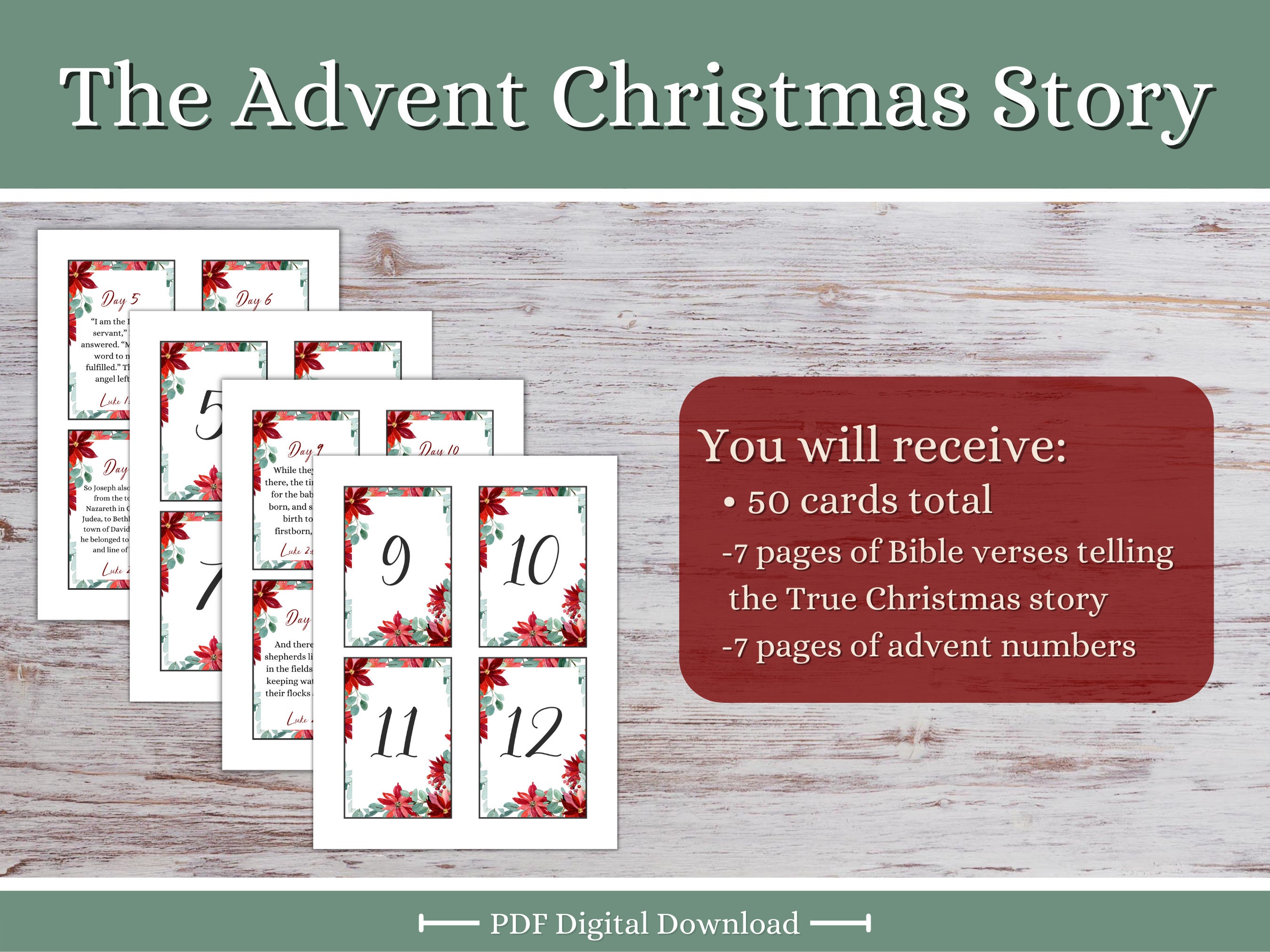 Christmas Story Advent Calendar Cards: 25 Days of Bible Scripture (NIV ...