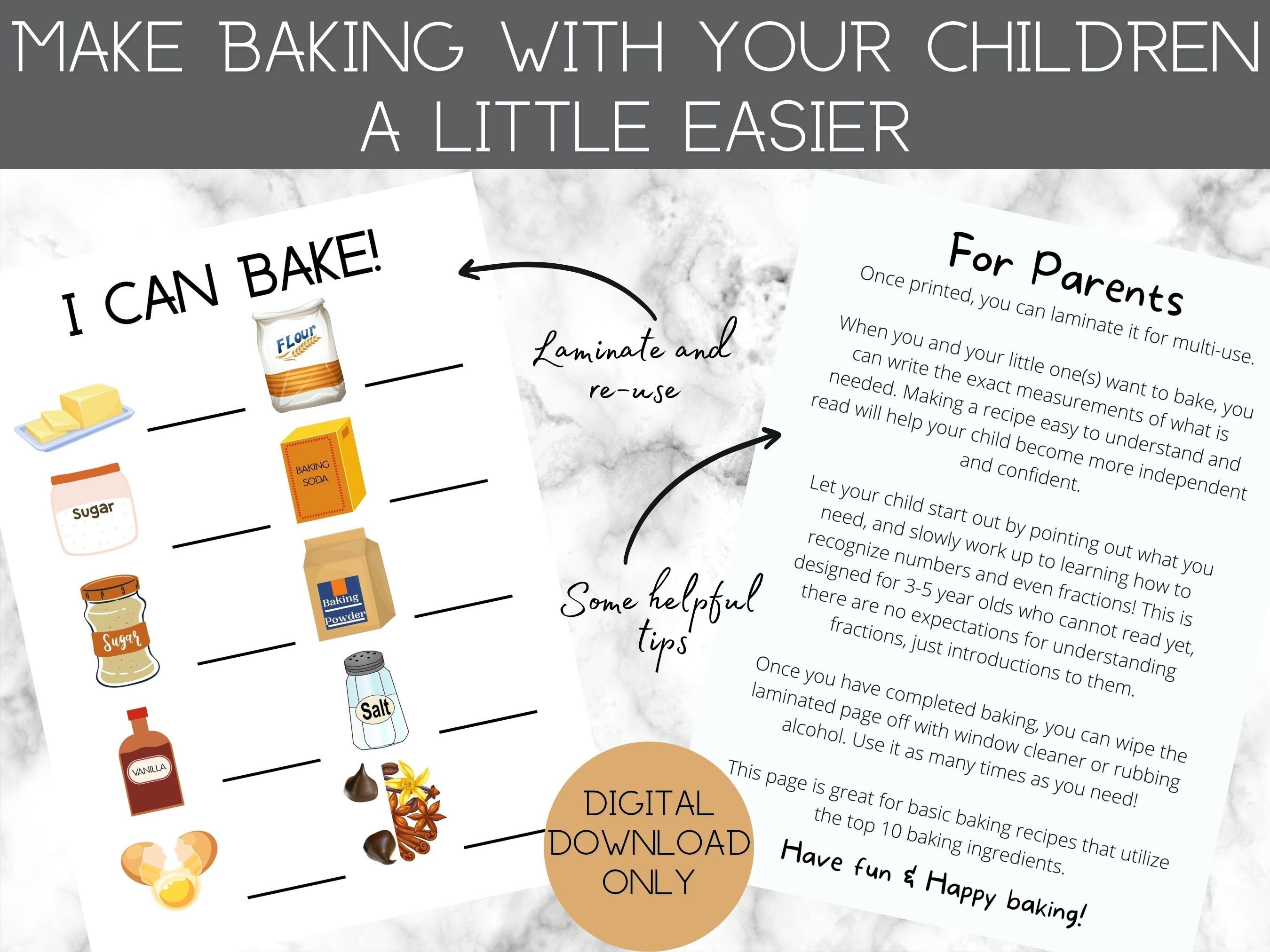 I Can Bake! Baking Instructions for Toddlers, Children Baking List ...