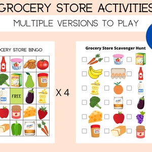 Grocery Store BINGO & Scavenger Hunt, Kid Activities, Printable Game ...