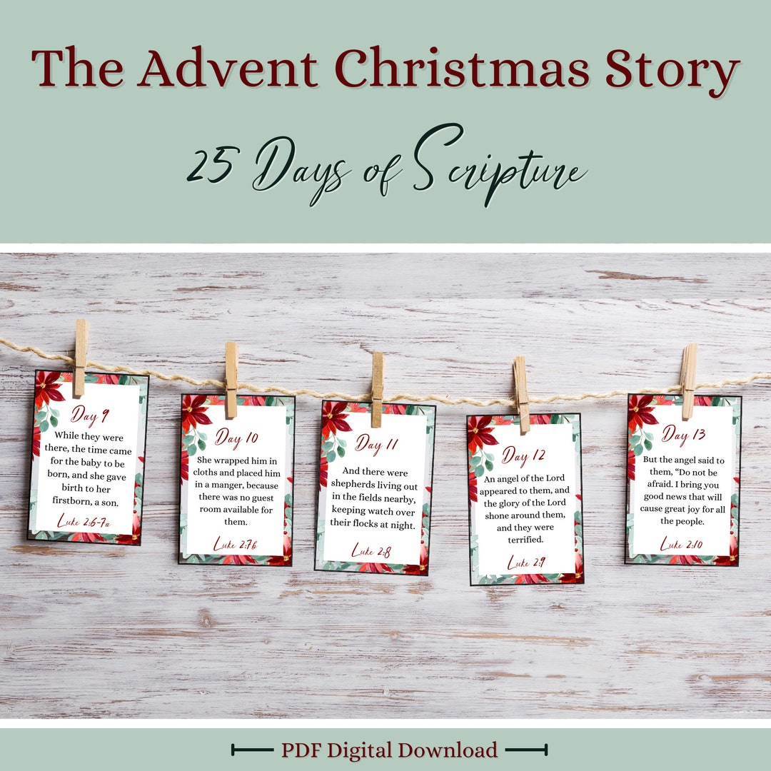 25 Days of Christmas Scripture, Printable Children Advent Calendar ...