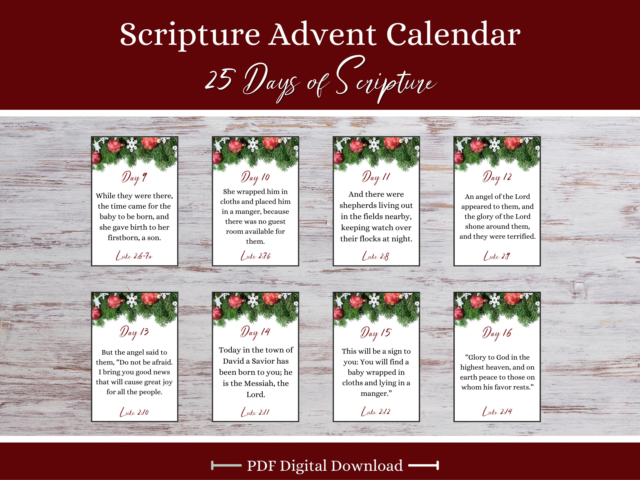 Printable Christmas Countdown, 25 Days of Christmas Scripture, Kids ...