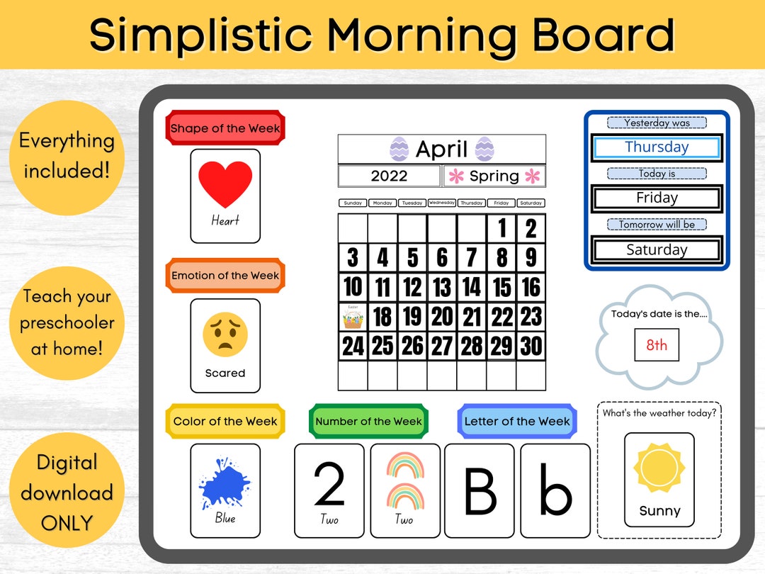 Simplistic Preschool Morning Board Circle Time Daily Etsy