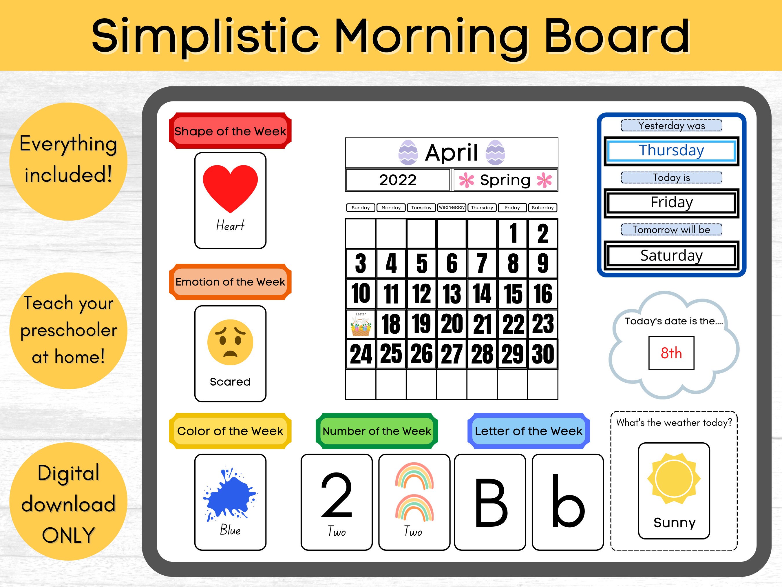 Simplistic Preschool Morning Board Circle Time Daily - Etsy
