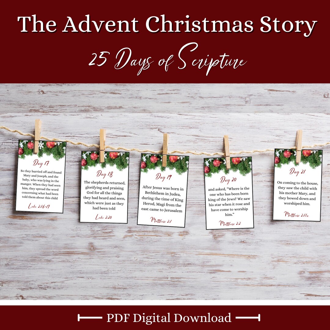 Printable Christmas Countdown, 25 Days of Christmas Scripture, Kids ...