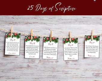 25 Days of Christmas Scripture, Printable Children Advent Calendar ...