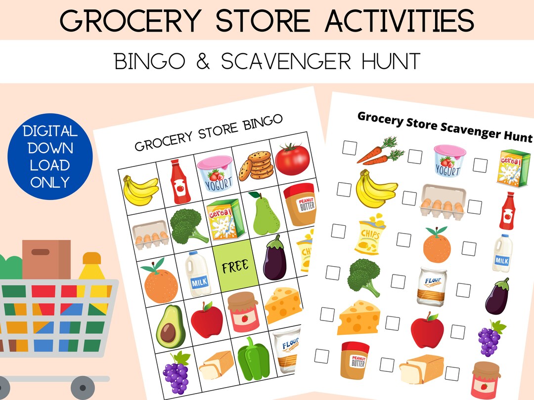 Grocery Store BINGO & Scavenger Hunt Kid Activities - Etsy