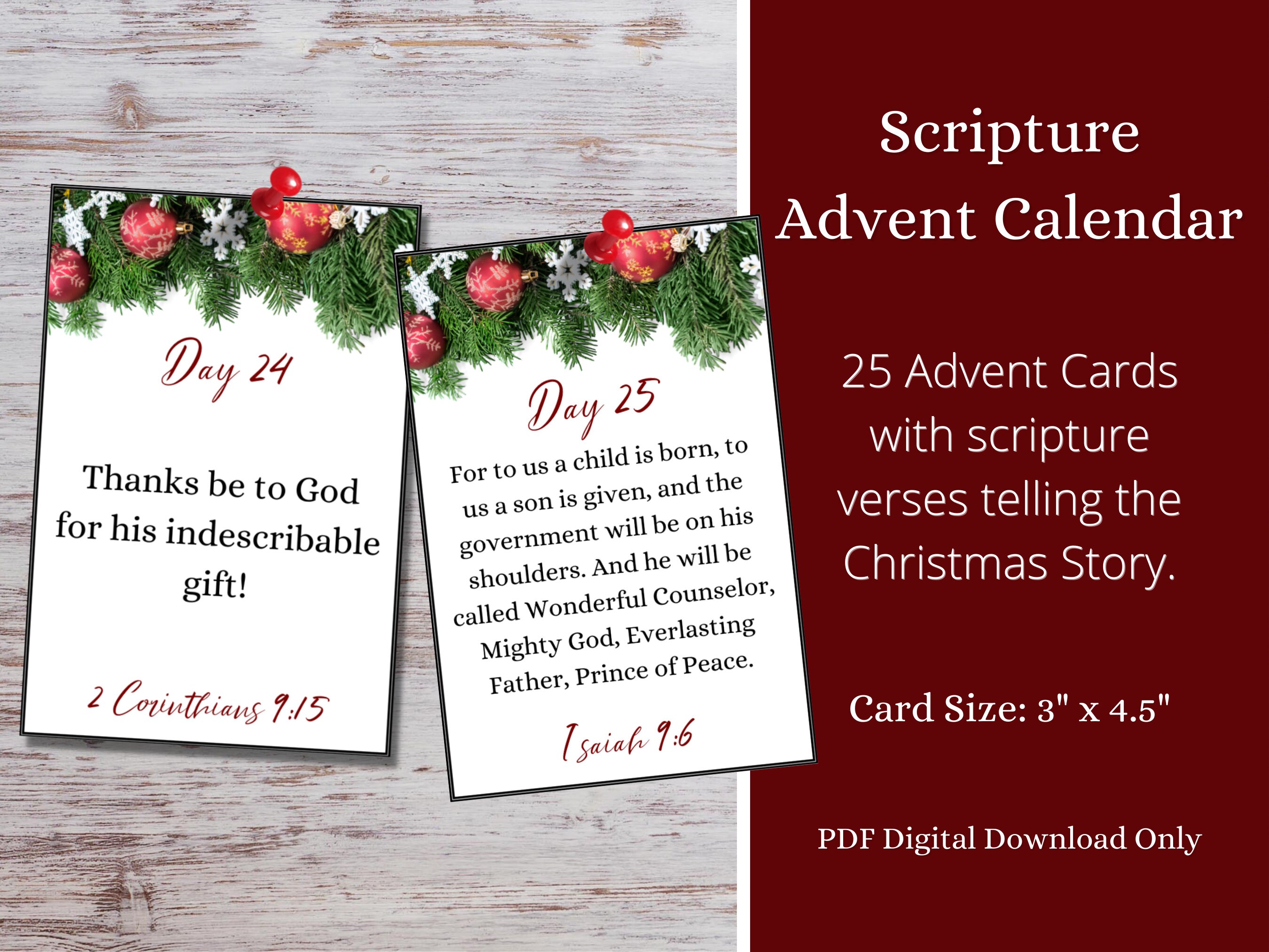 Printable Christmas Countdown, 25 Days of Christmas Scripture, Kids ...