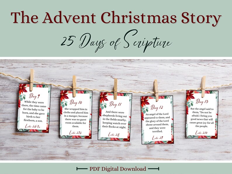 25 Days of Christmas Scripture, Printable Children Advent Calendar, True Christmas Story ...