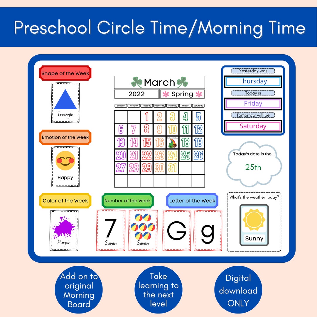 Preschool Morning Board, Circle Time, Daily Calendar for Kids, Focus ...