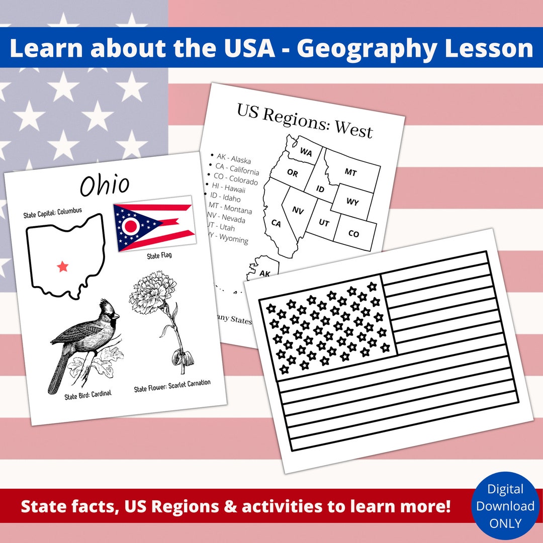 USA Geography Lesson: State Facts & US Regions (digital Download) - Etsy