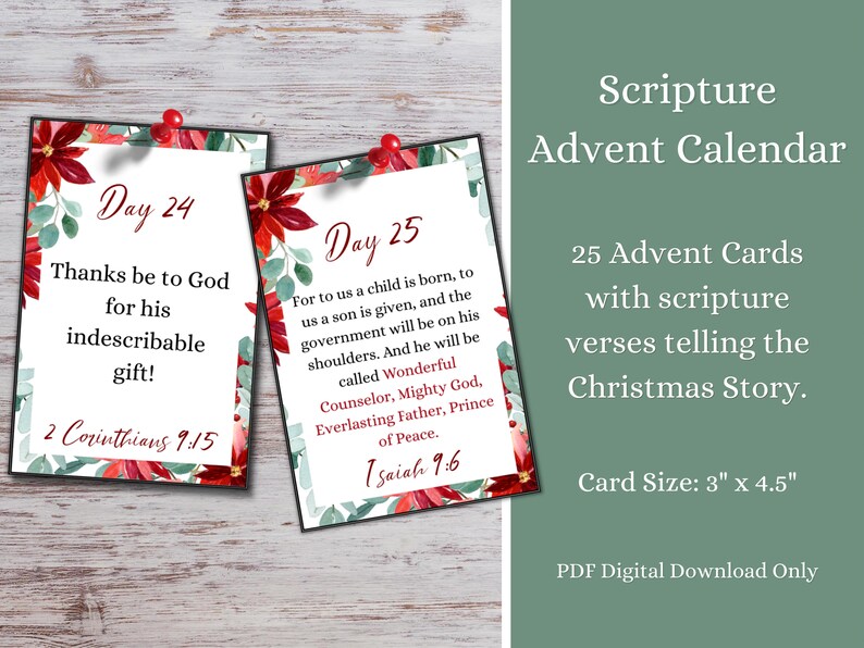 Christmas Story Advent Calendar Cards: 25 Days of Bible Scripture (NIV ...