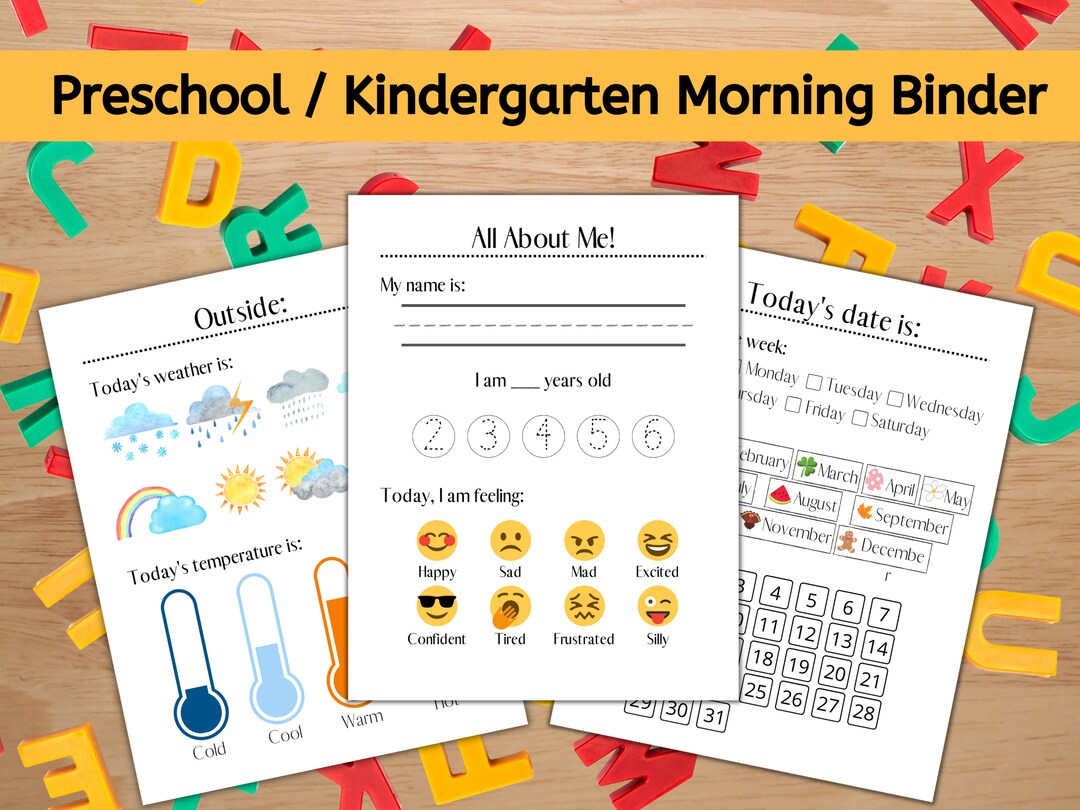 Kindergarten Morning Binder Pages Circle Time Morning Board Homeschool ...