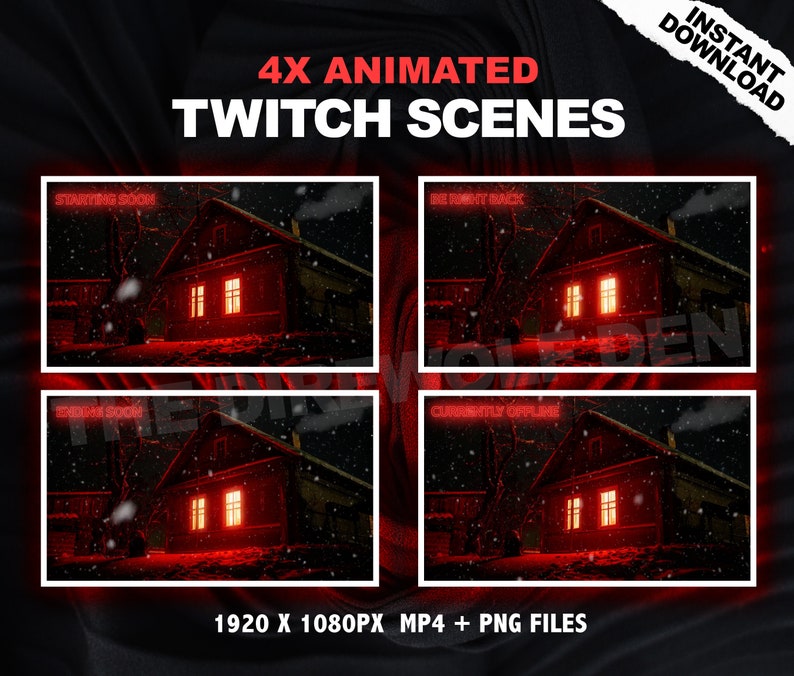 4x Animated Twitch Scenes / Horror / Starting Soon / Be Right Back ...