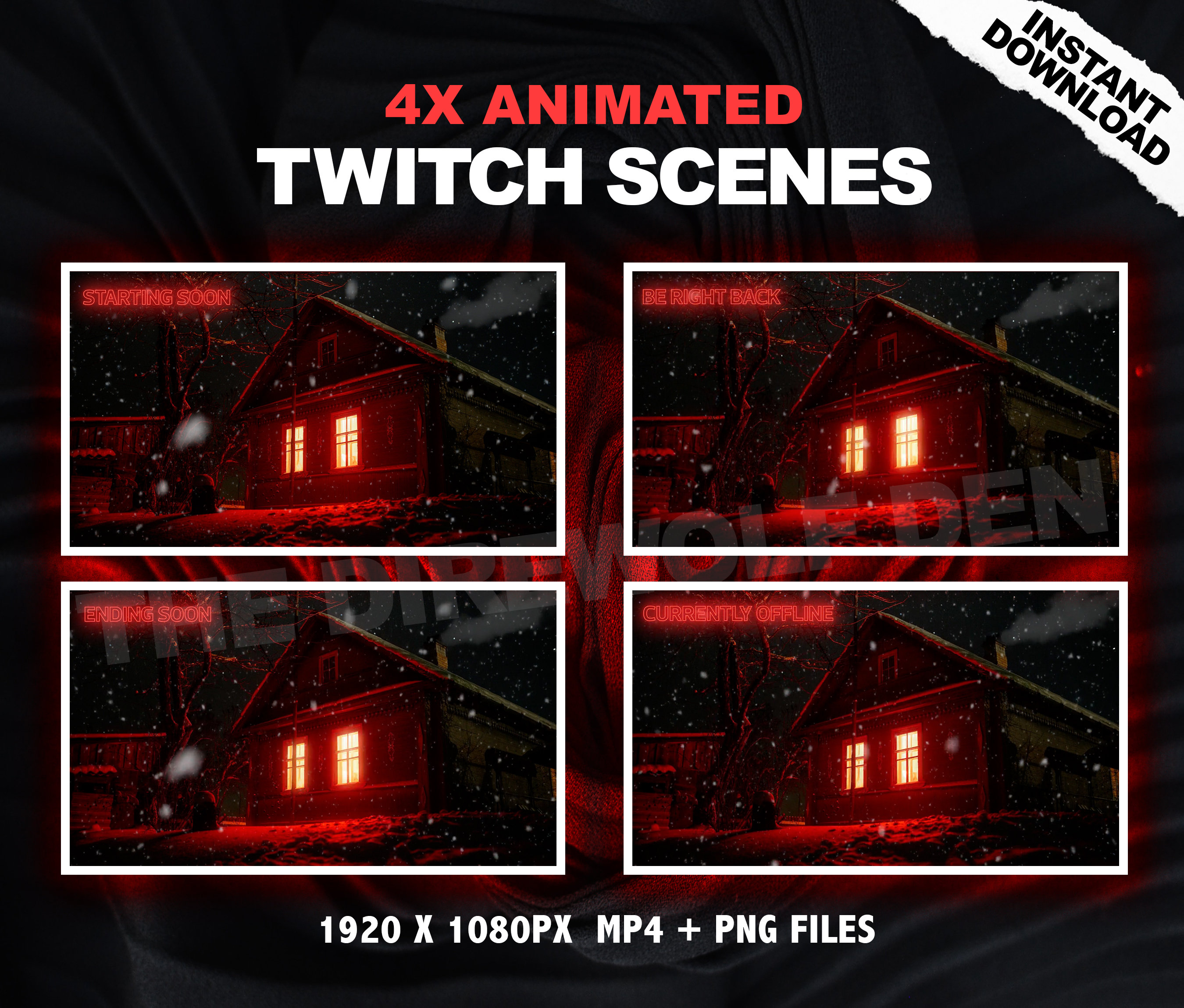 4x Animated Twitch Scenes / Horror / Starting Soon / Be Right Back ...