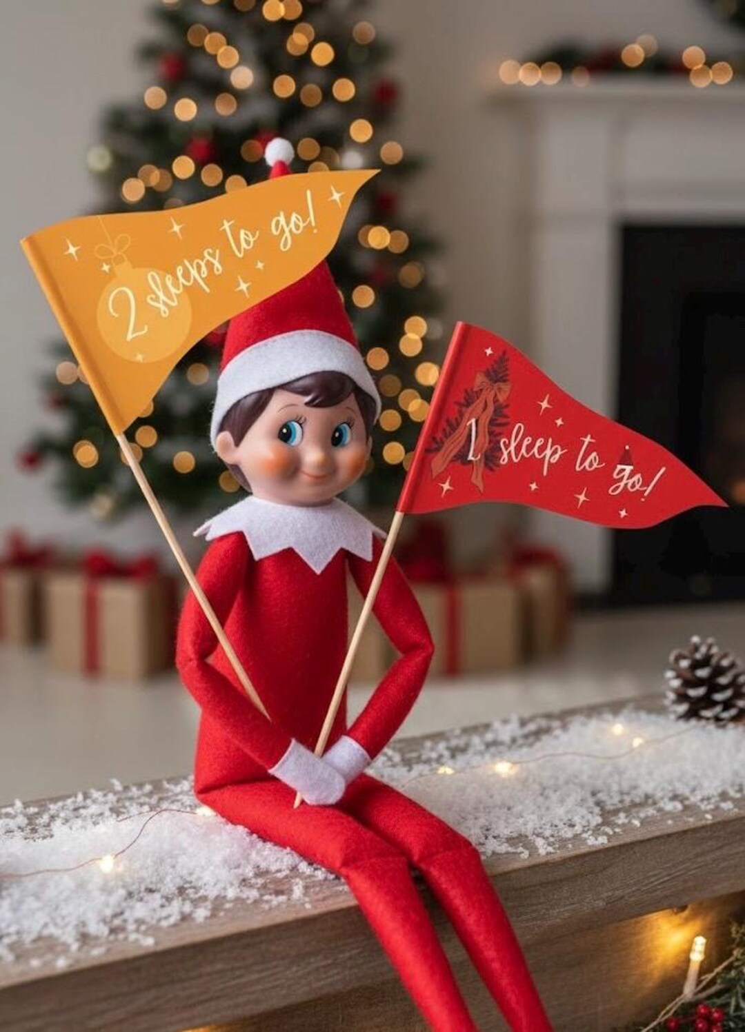 Elf Countdown Flags, Christmas Countdown for Kids, 5 Sleeps to Go ...