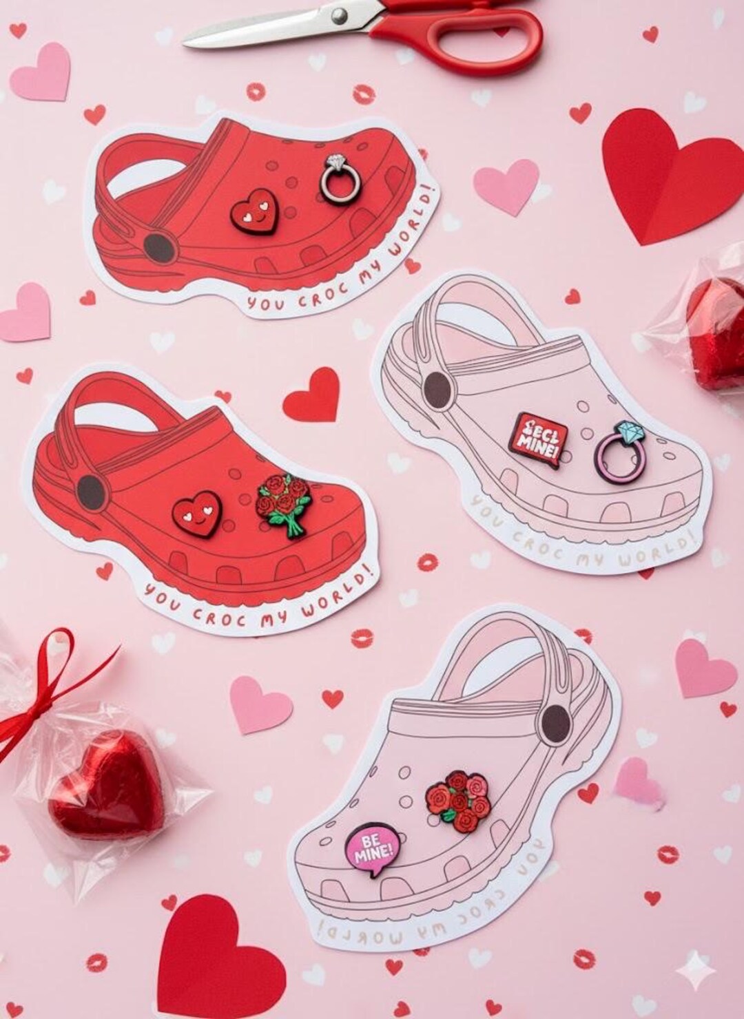 Clog Shoe Valentine Favor Tags – You Croc My World, DIY Gift (digital ...