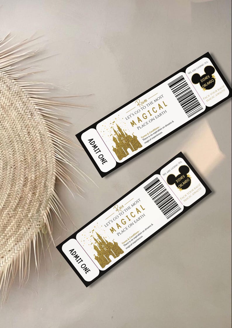 Personalized Disney Ticket – Editable Theme Park Surprise (digital ...