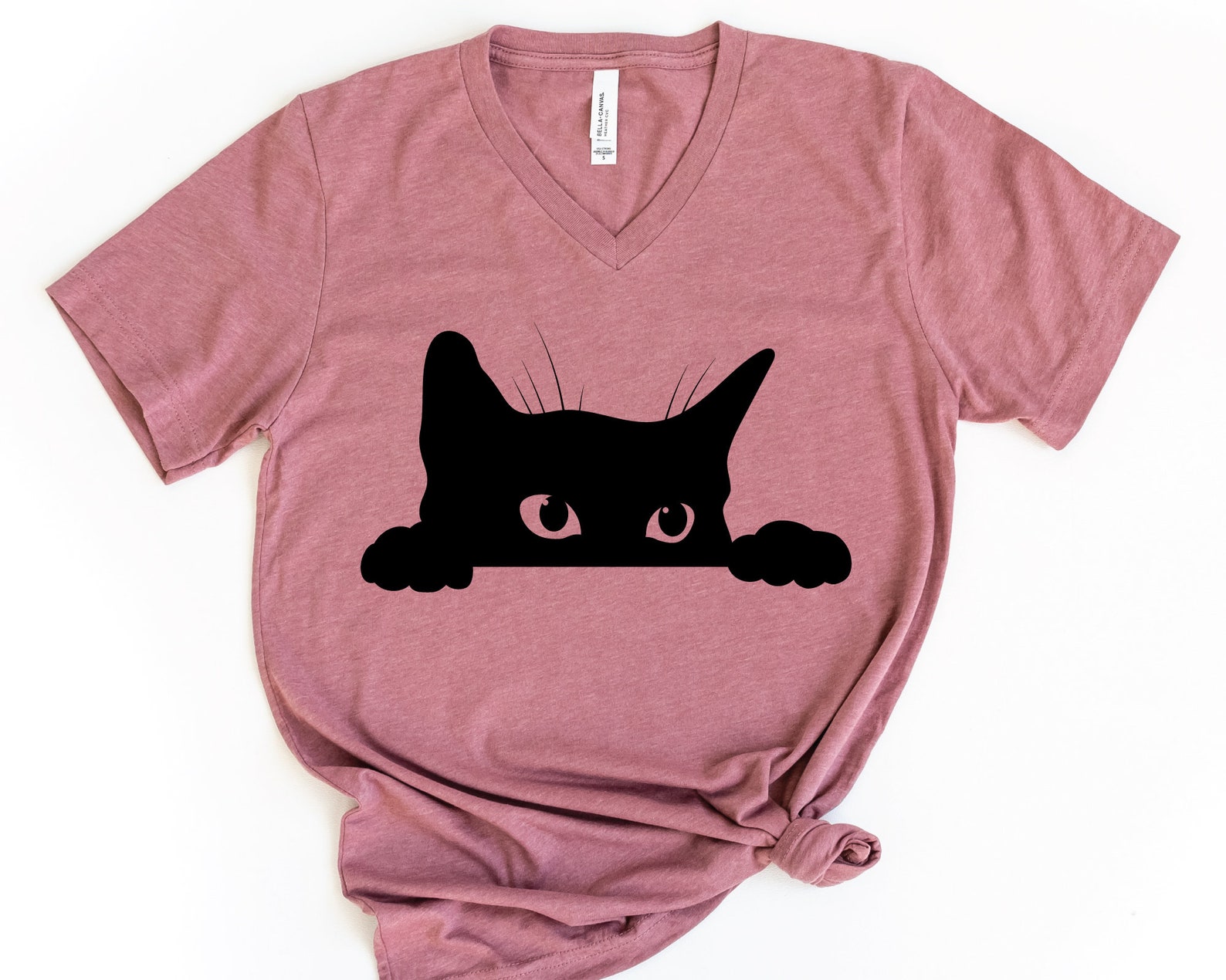 Black Cat V-neck Shirt Cat Lover Shirt Cute Kitty Shirt Cat | Etsy