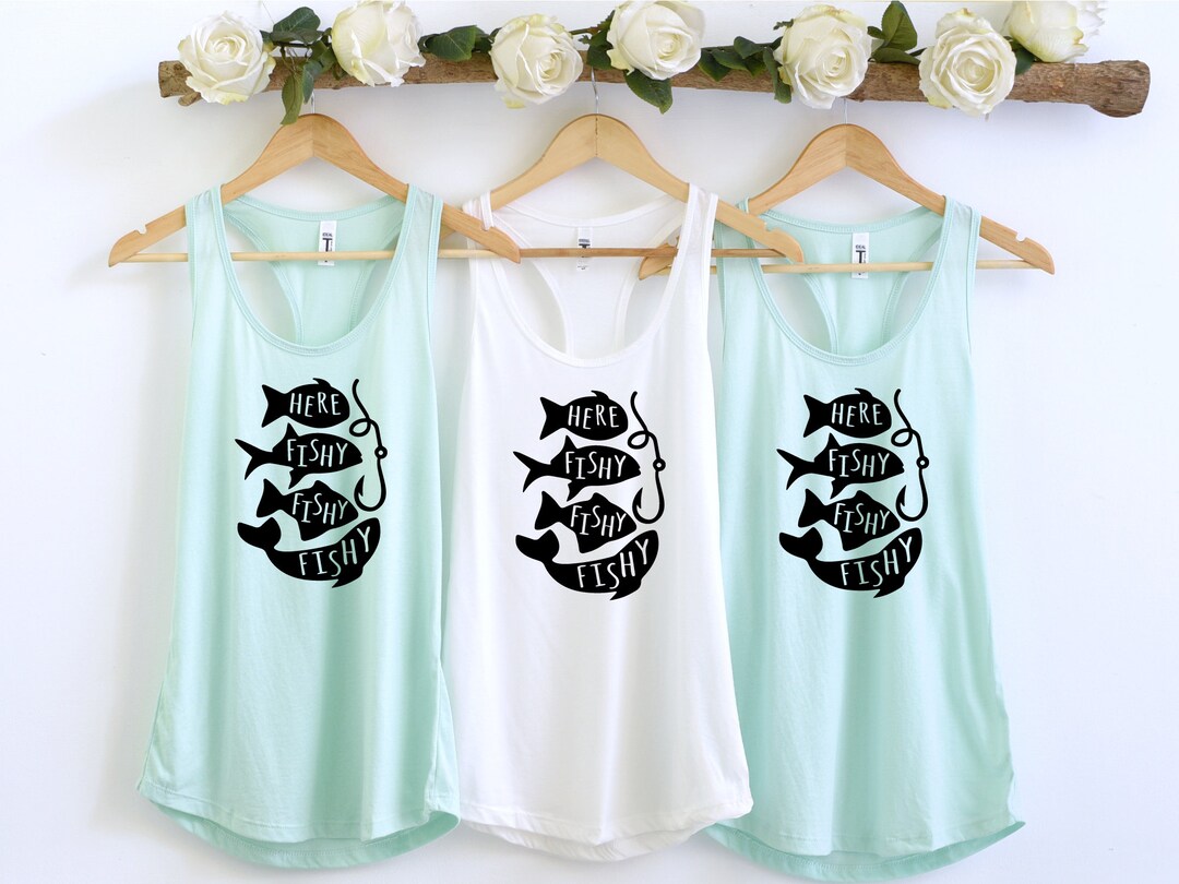 Here Fishy Fishy Tank Top, Funny Fishing Tank Tops, Fishing Lover Shirt ...