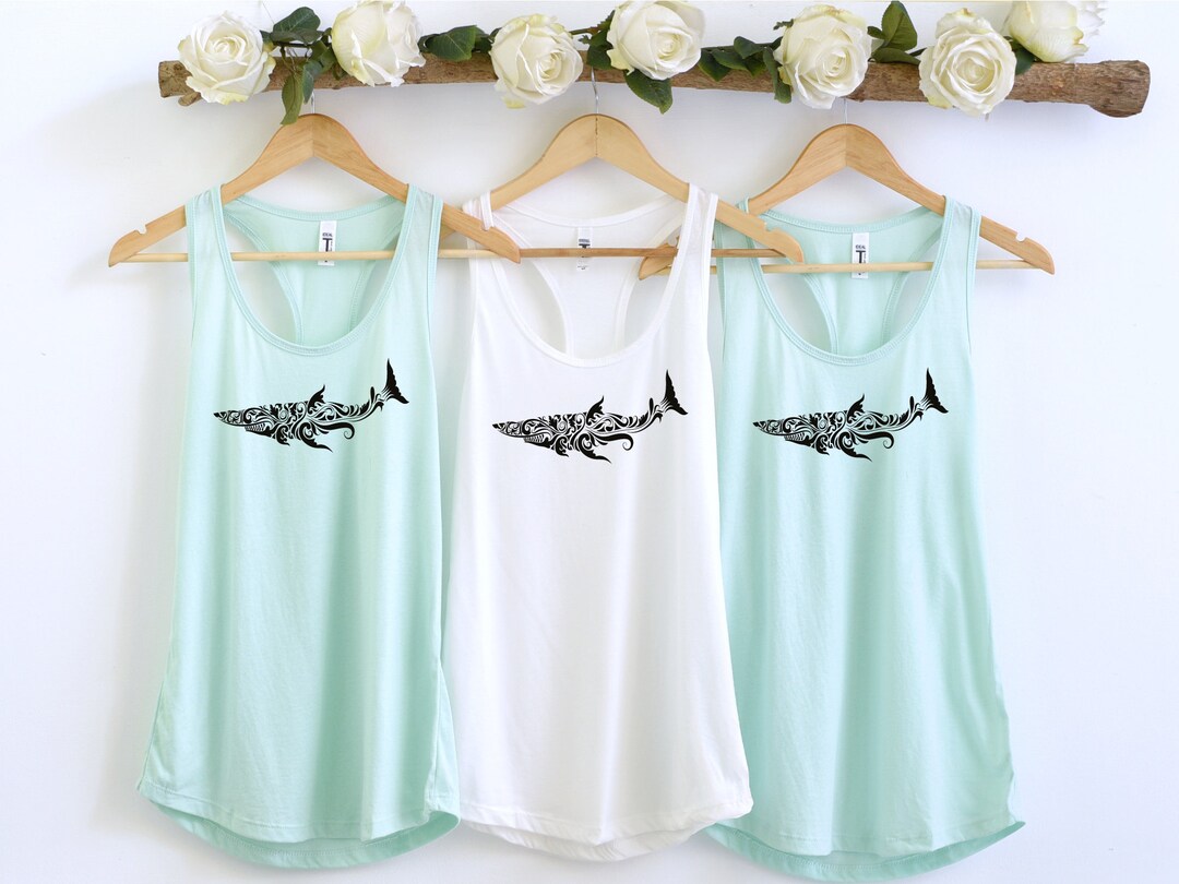 Floral Shark Tank Top, Wild Animal Tank Tops, Shark Lover Gift, Shark ...