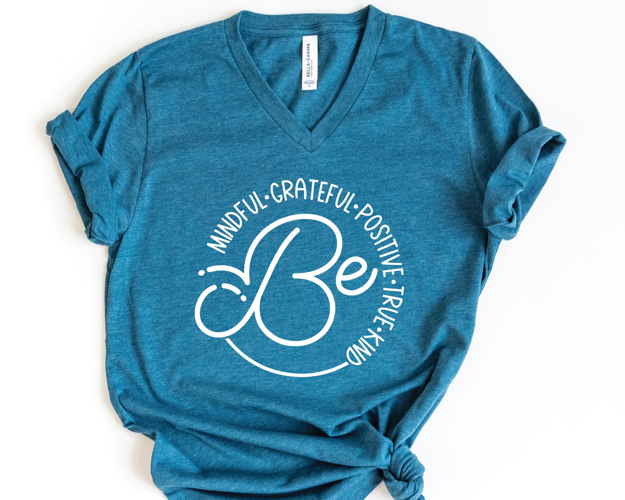 Be Mindful Grateful Positive True Kind V-neck Shirt Positive - Etsy