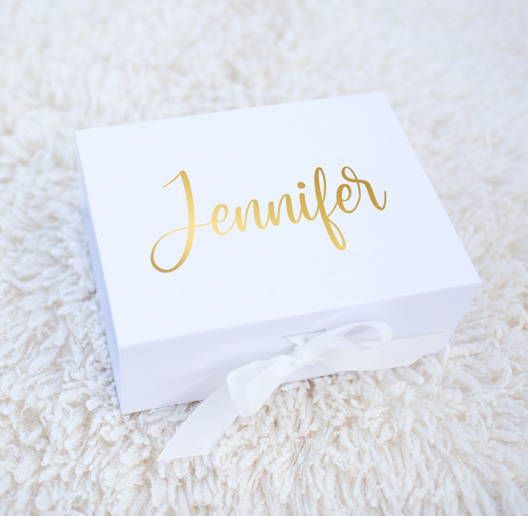 Personalized Gift Box With Ribbon, Custom Text & Magnetic Lid - Etsy