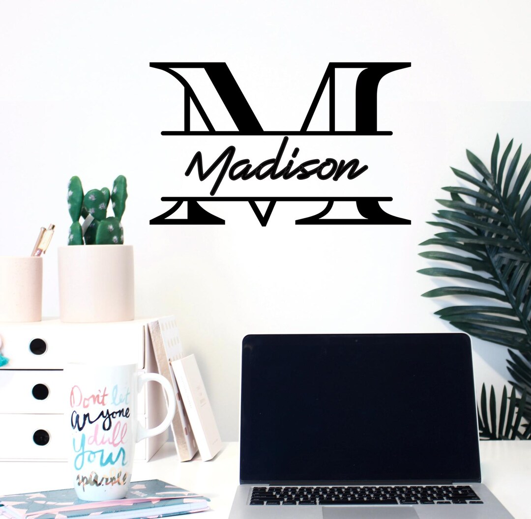 Initial Custom Name Wall Decal/monogram Sign/family Name Sticker/gift ...