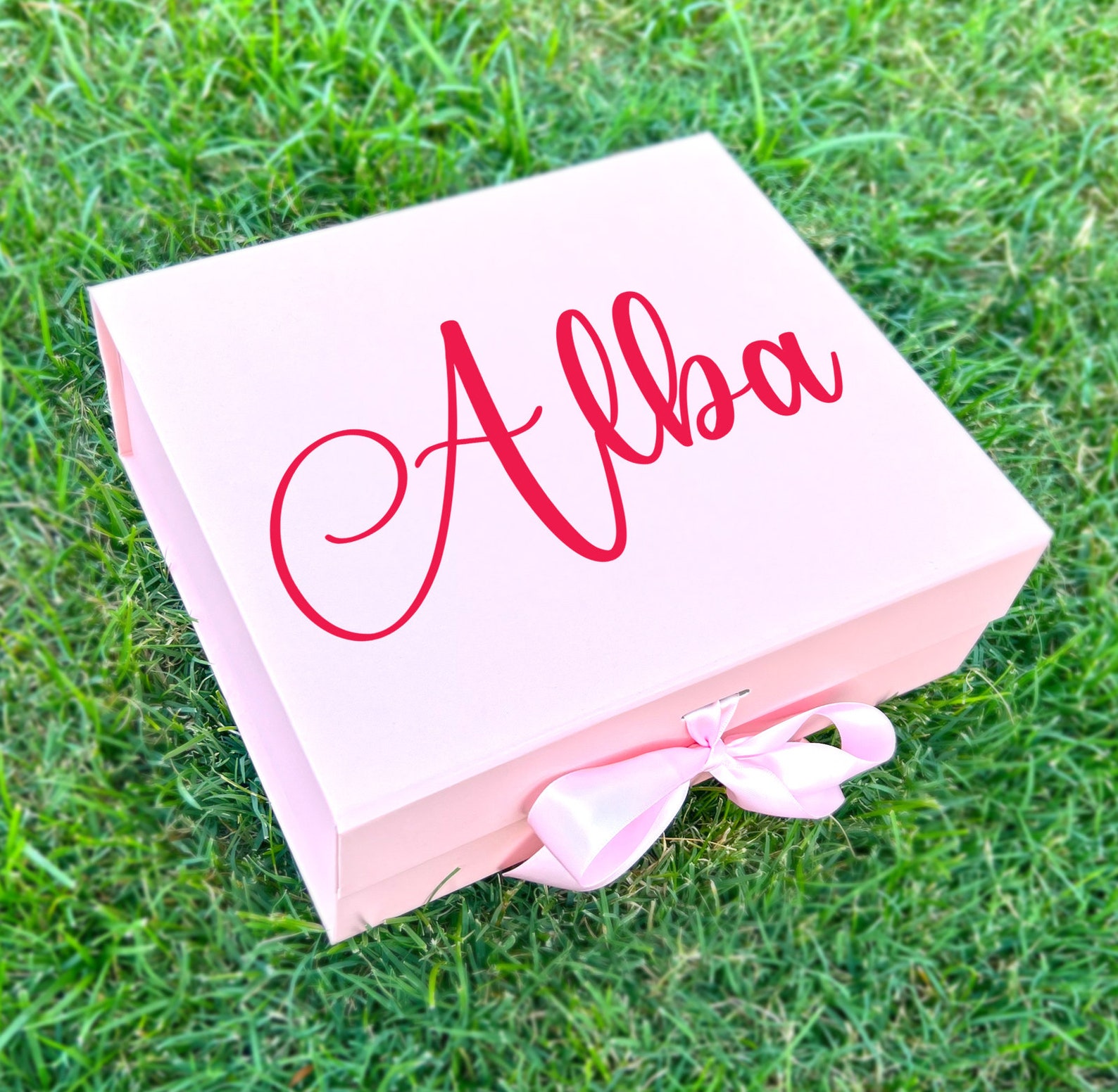 Personalized Gift Box With Ribbon, Custom Text & Magnetic Lid - Etsy
