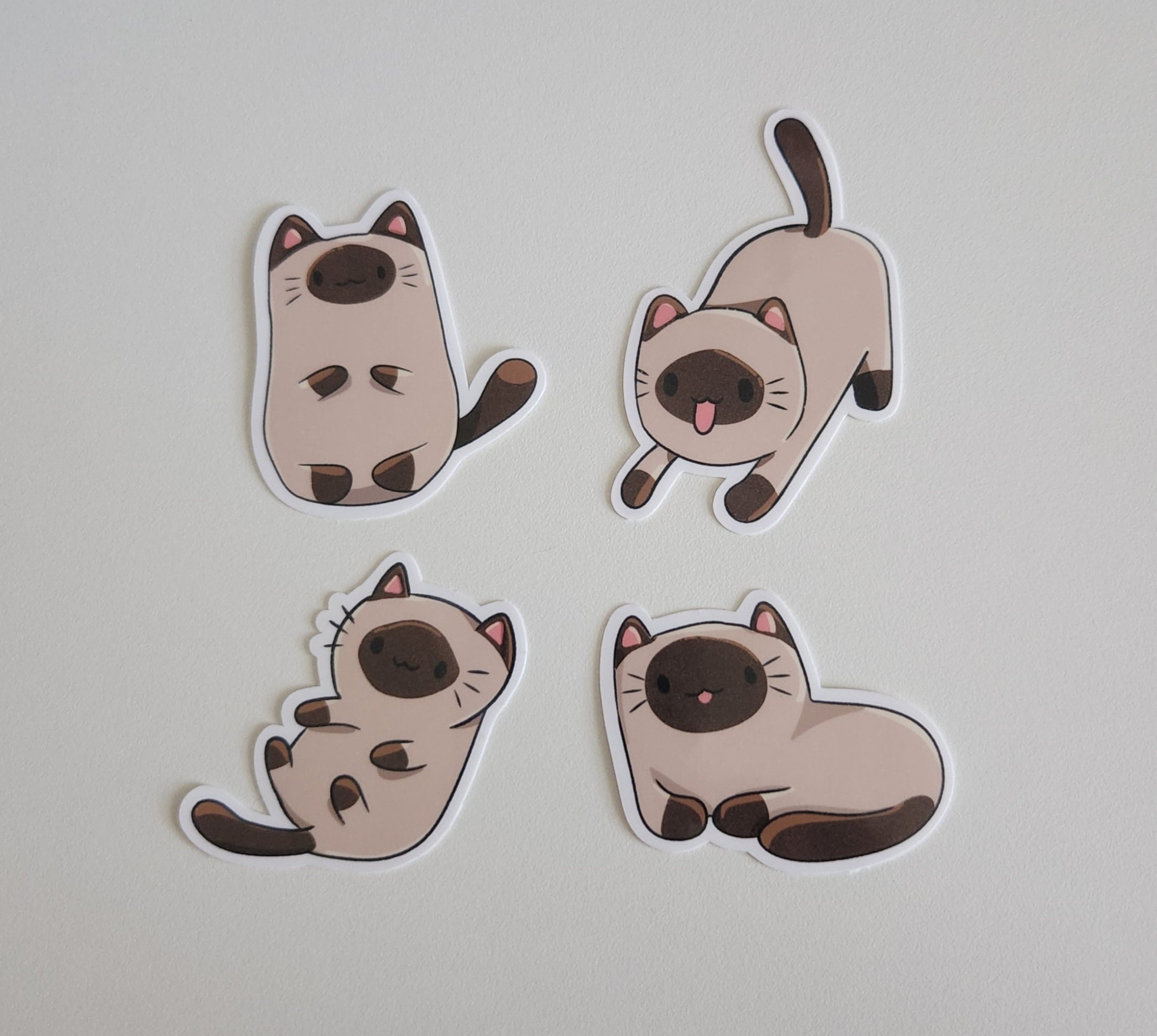 Siamese Cat Sticker Set: Kawaii Kitty, Water Resistant Vinyl - Etsy
