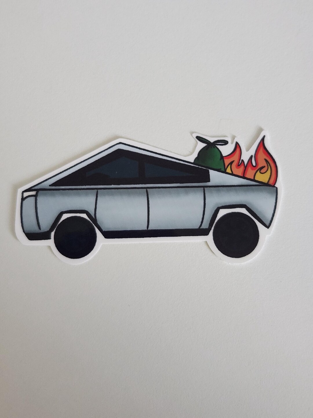 Dumpster Fire Cybertruck Sticker – Die-cut, Waterproof, Scratch ...