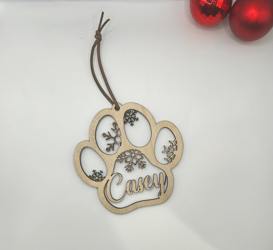 Custom Dog Paw Print Ornament, Personalized Pet Ornament, Hanging Tree ...