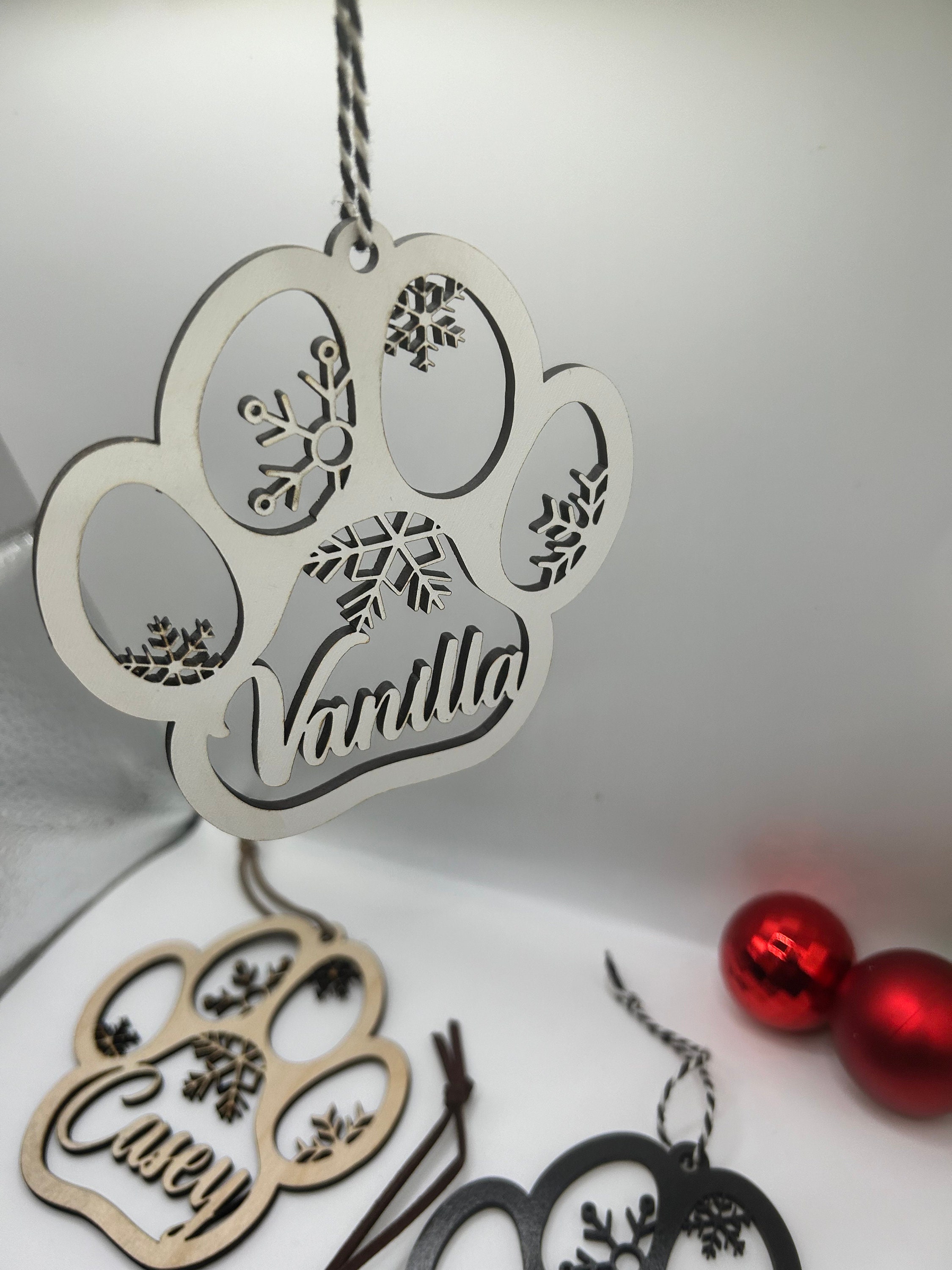 Custom Dog Paw Print Ornament, Personalized Pet Ornament, Hanging Tree ...