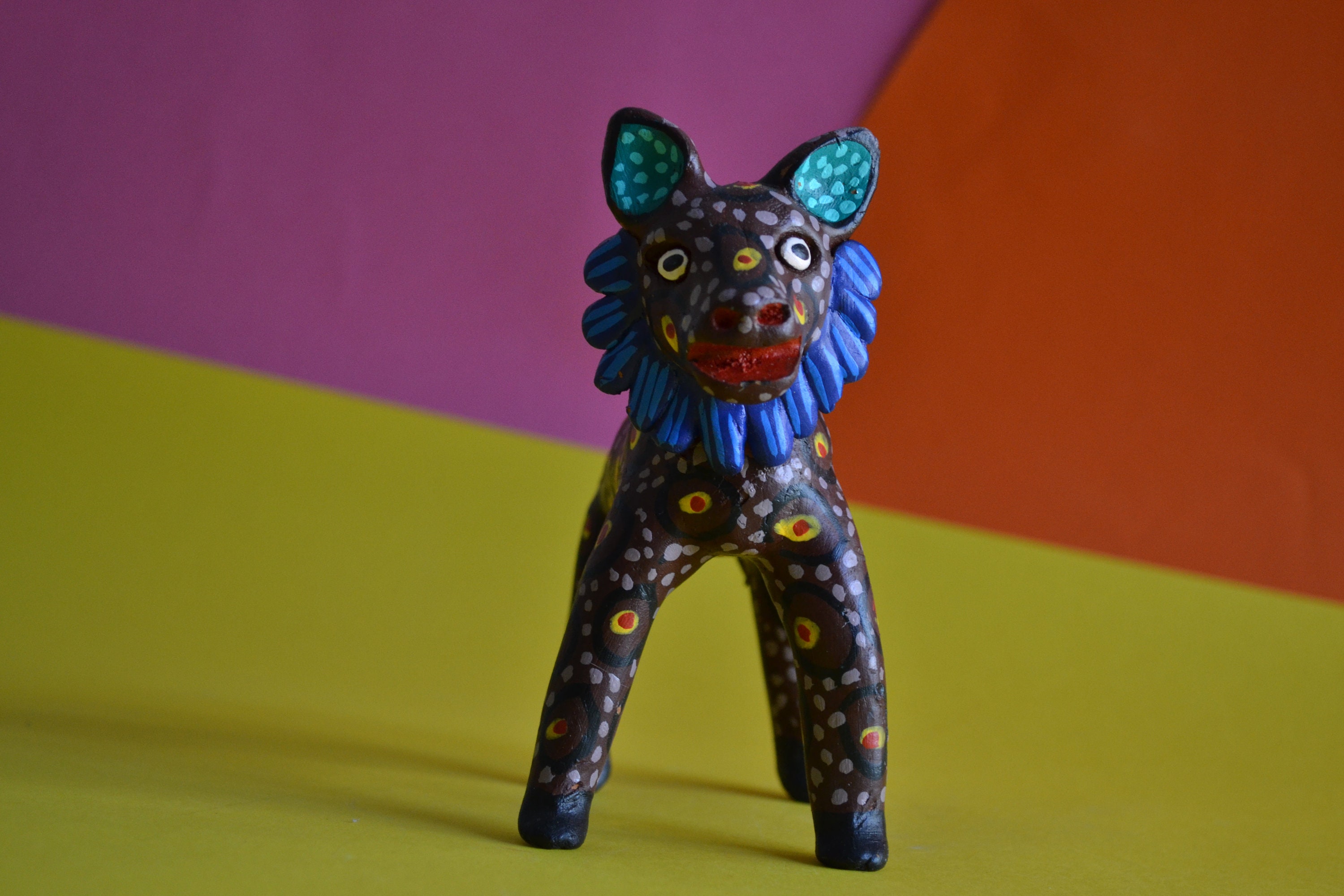 Decorative Handmade Clay Lion Hand Painted Style Folk-art Object From ...