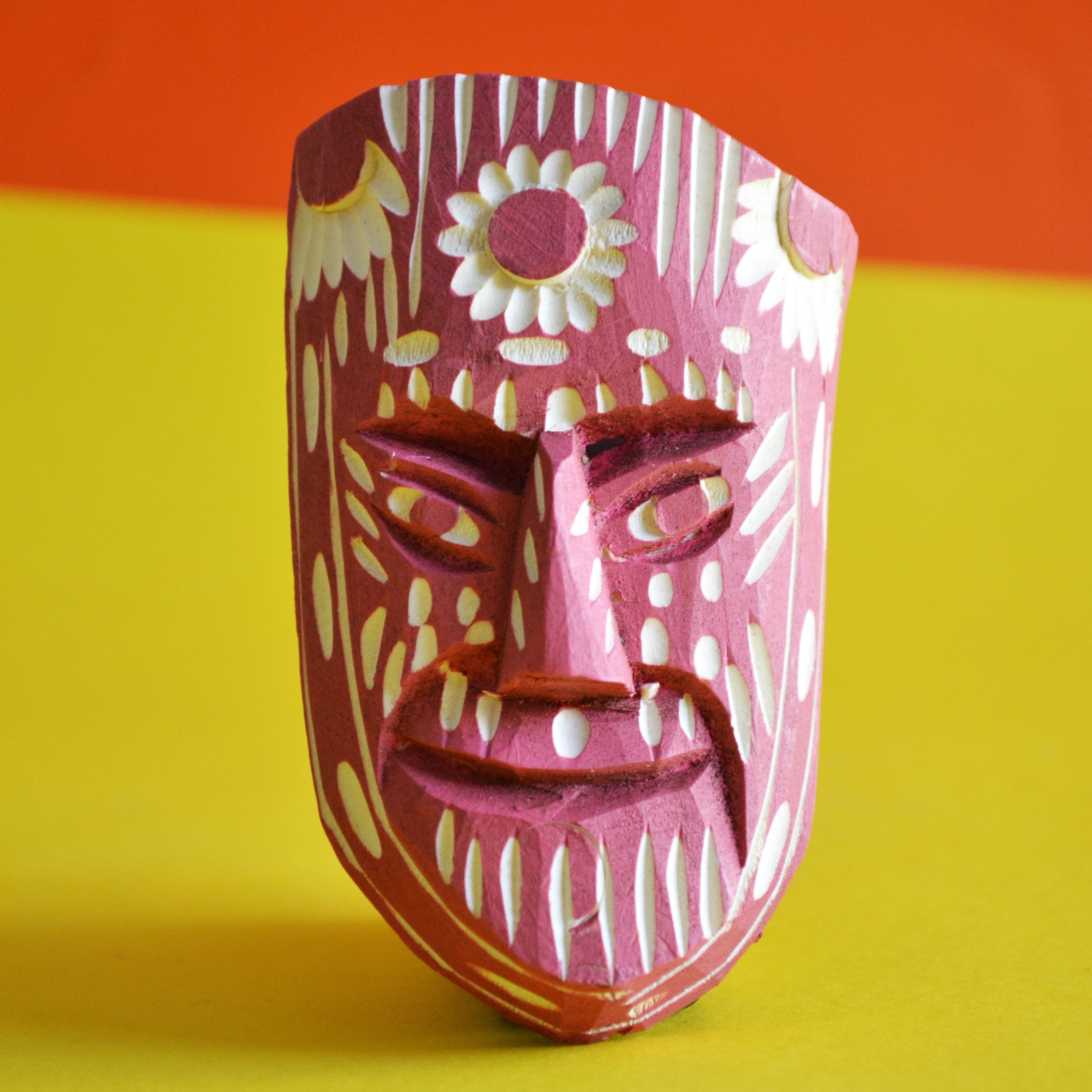 4 Hand-carved Wood Carving Mask Hand-painted in Avocado Tree Wood Art ...