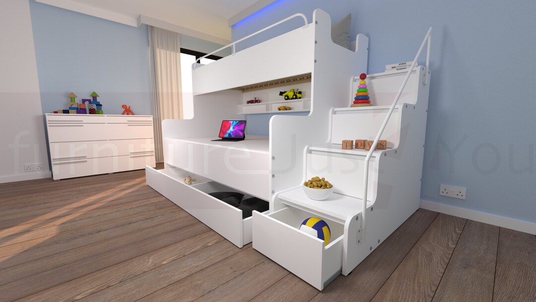 Modern Double Triple Kids Bunk Bed Storage Bed Mid High Sleeper Bed ...