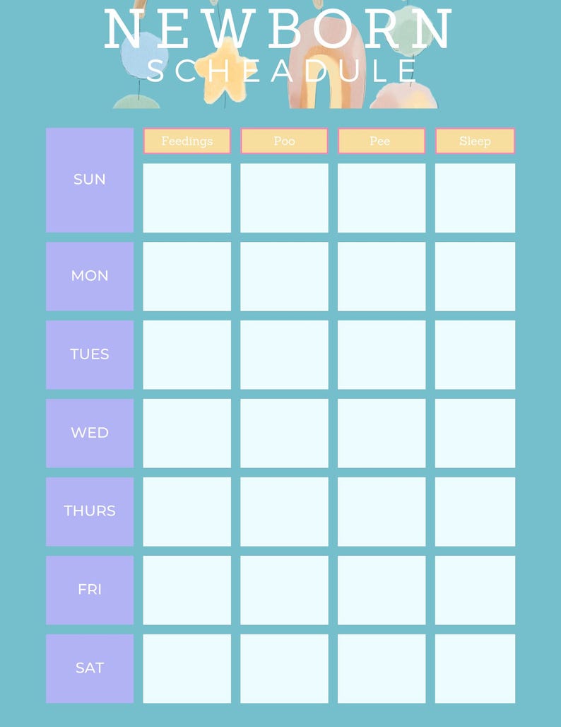 Newborn Schedule Template - Etsy