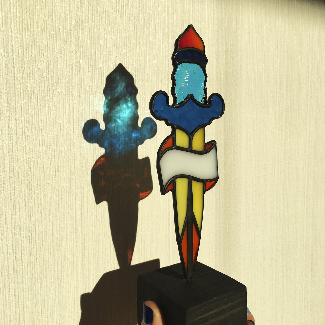 Traditional Dagger Stained Glass Pattern Suncatcher Classic Old School ...