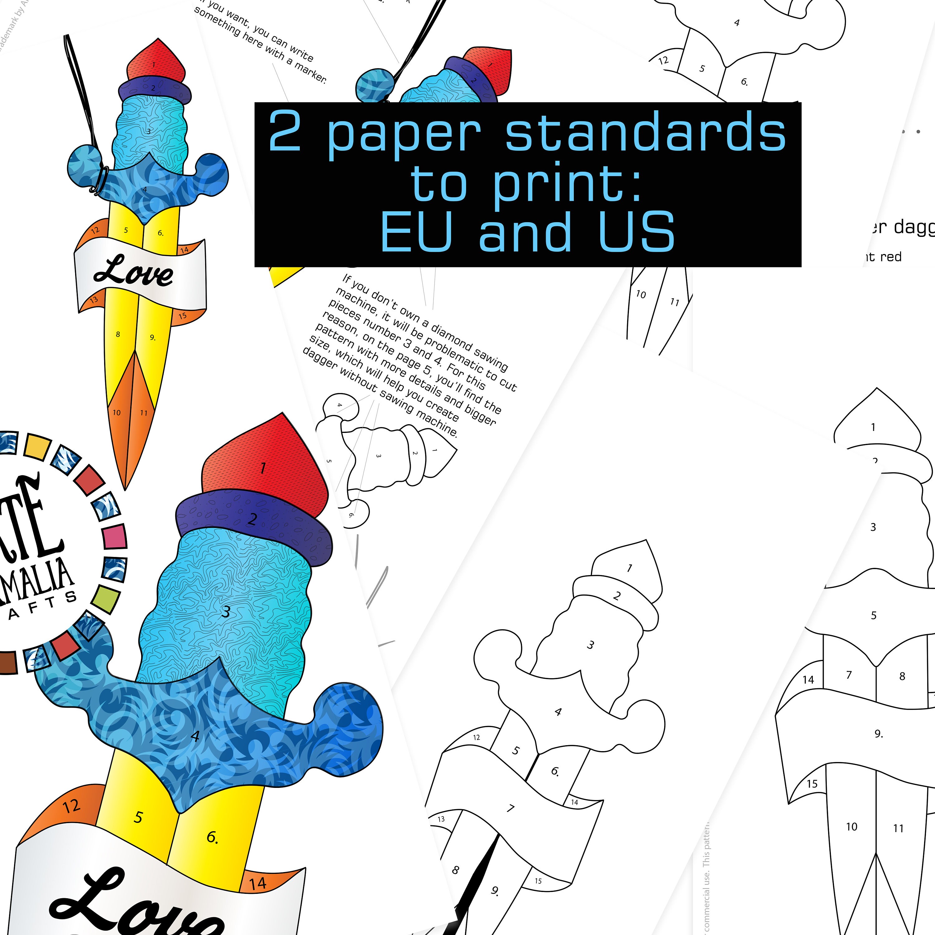 Traditional Dagger Stained Glass Pattern Suncatcher Classic Old School ...