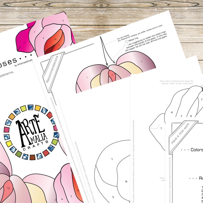 Digital Download ••• Stained Glass Pattern Suncatcher ••• Sexy Roses ...