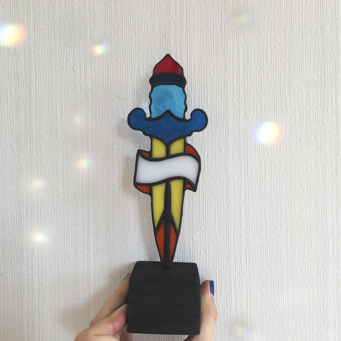 Traditional Dagger Stained Glass Pattern Suncatcher Classic Old School ...