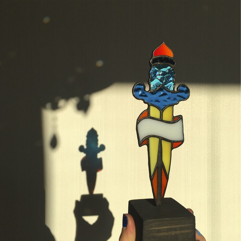 Traditional Dagger Stained Glass Pattern Suncatcher Classic Old School ...