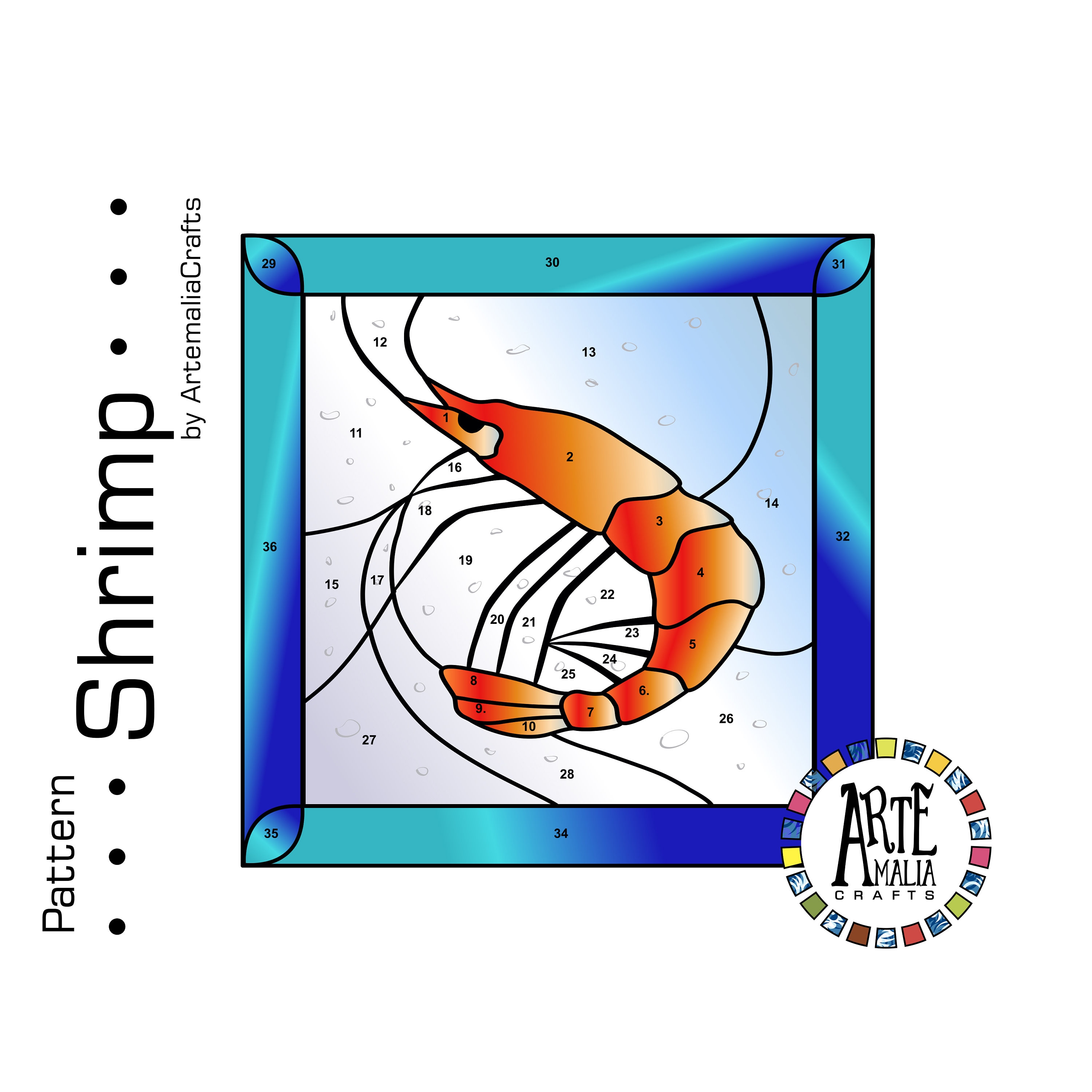 Digital Download ••• Stained Glass Pattern Suncatcher ••• Shrimp ••• - Etsy