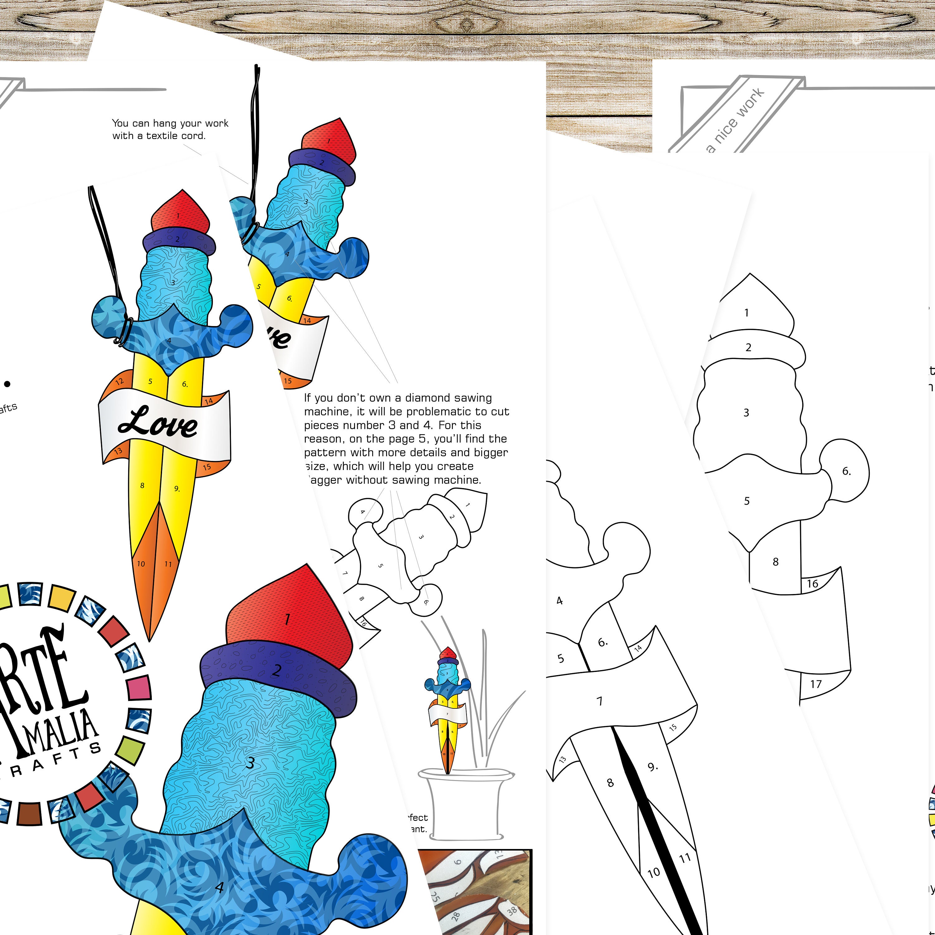 Traditional Dagger Stained Glass Pattern Suncatcher Classic Old School ...