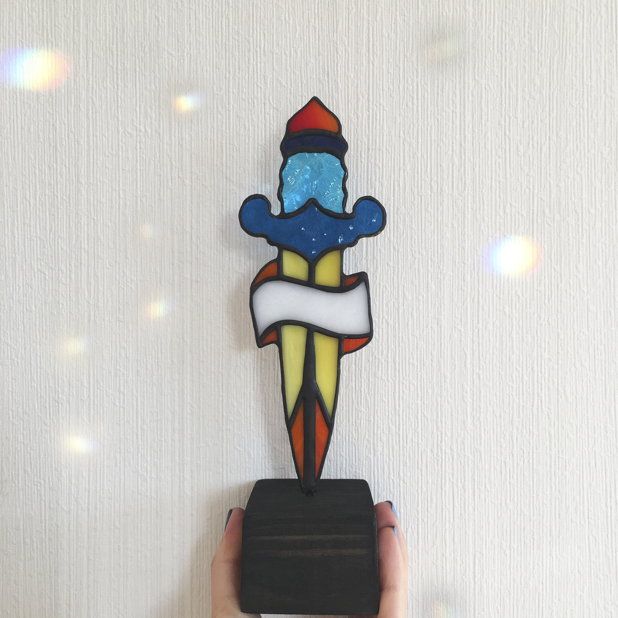 Traditional Dagger Stained Glass Pattern Suncatcher Classic Old School ...